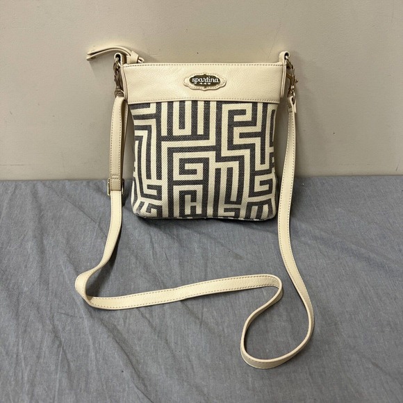 Spartina 449 | Bags | Spartina 449 Leather Linen Hipster Crossbody Bag Ivory Grey Fs Charity ...